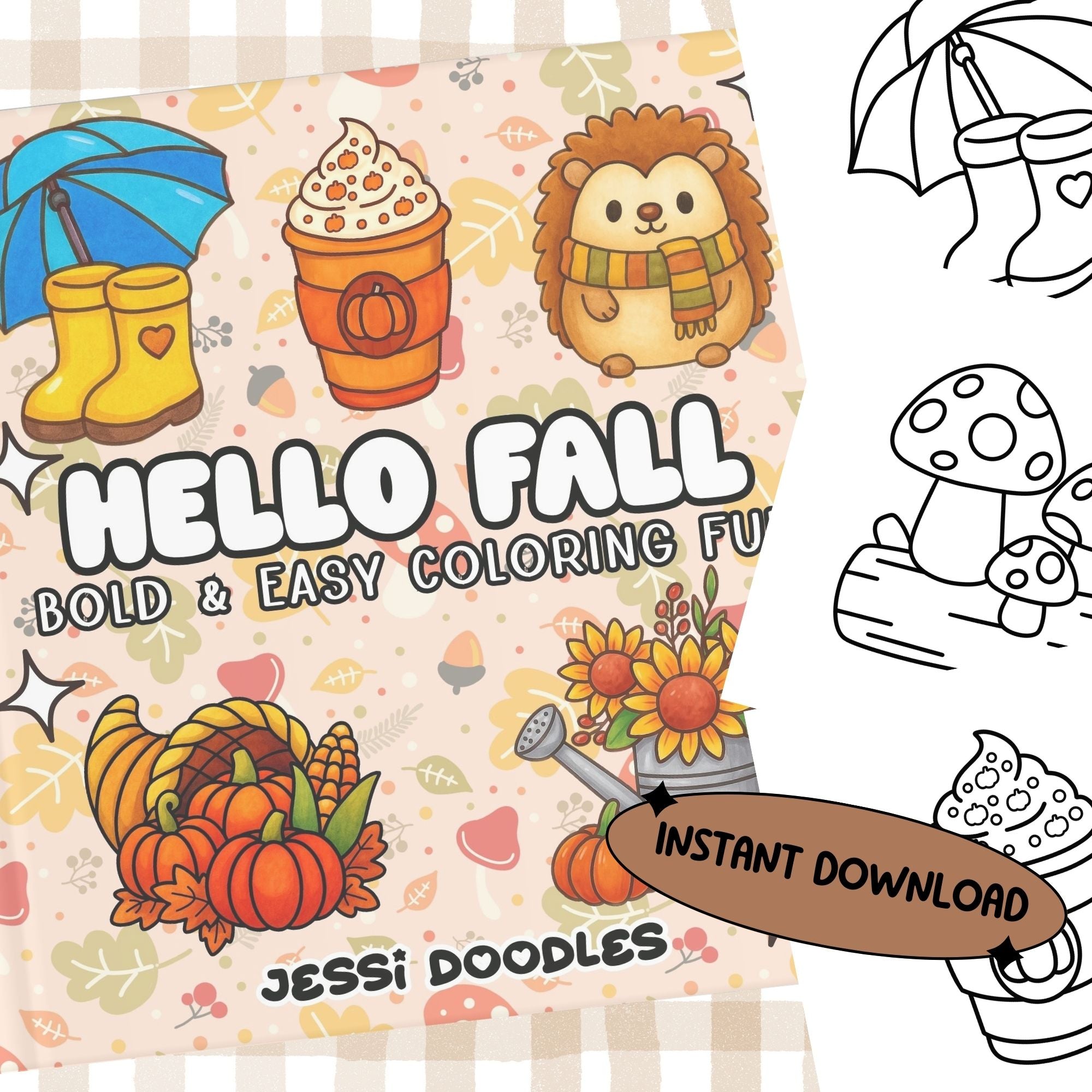Hello Fall PDF Coloring Book – Jessi Doodles